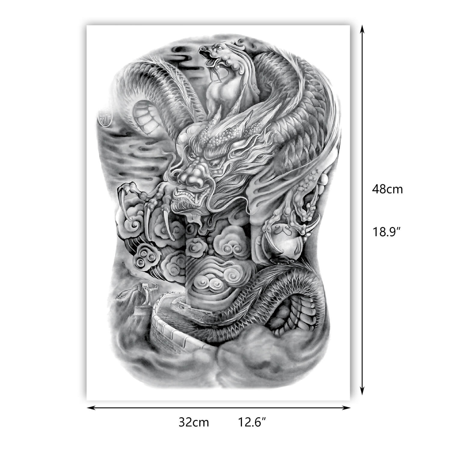 Full back for Men Dragon design Tattoo Sticker – glaryyears tattoos