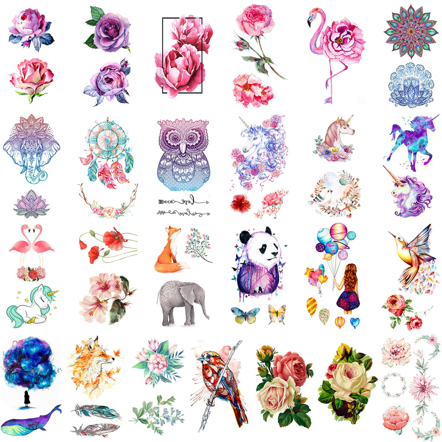 Watercolor Nature Ocean Animals Small Tattoo Sticker – glaryyears tattoos